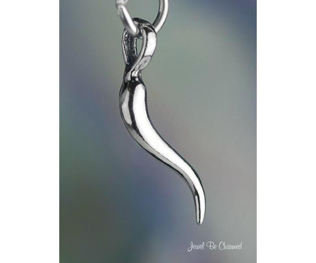 Sterling Silver Cornicello Italian Horn CHARM or PENDANT Good Luck 925 ...