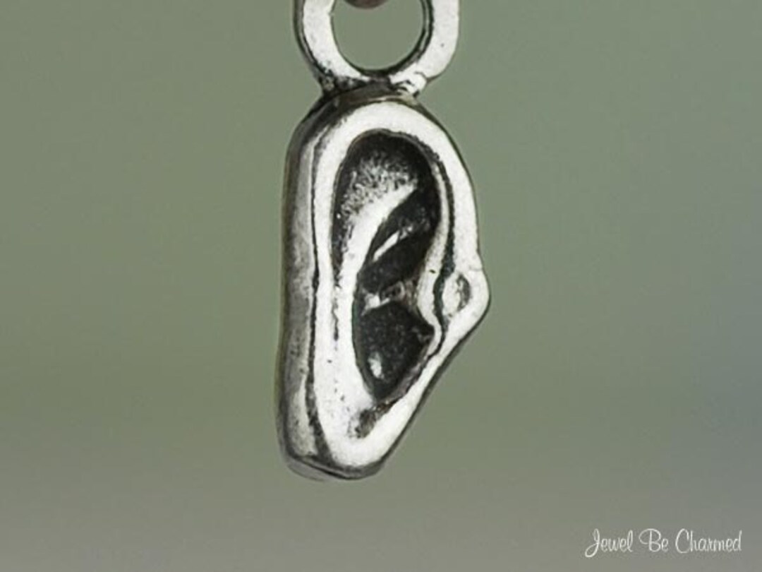 Sterling Silver Miniature Human Ear Charm Hearing Sound Tiny Solid 925 ...
