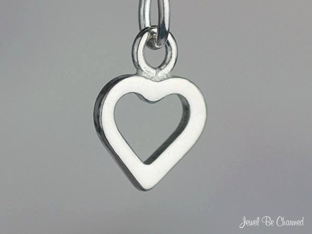 Miniature Sterling Silver Open Heart Charm Small Tiny Hearts Solid 925 ...