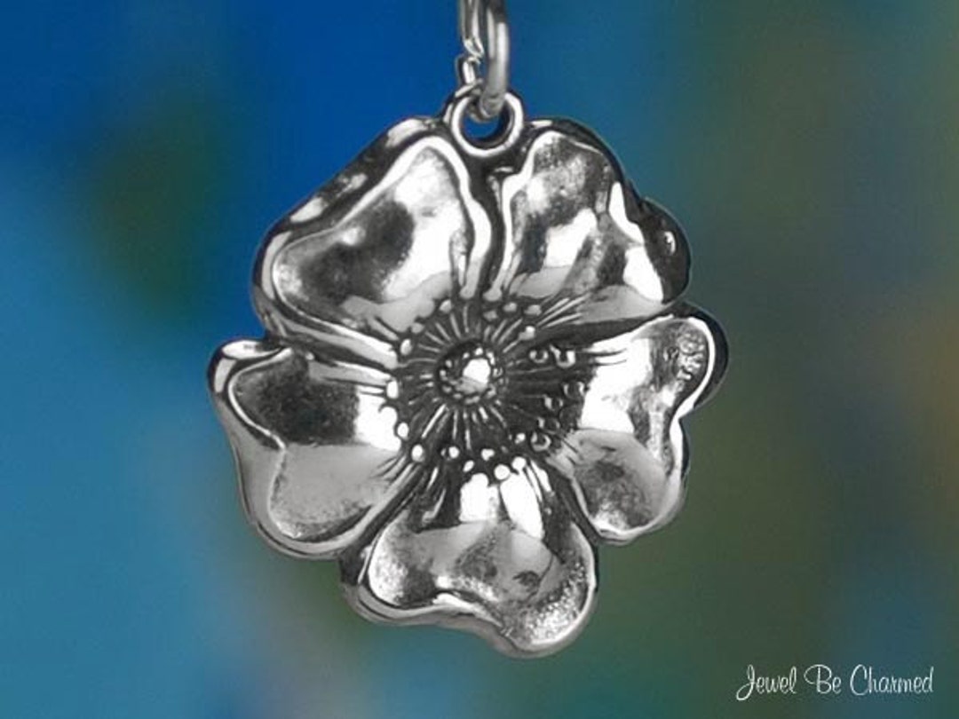 Sterling Silver Poppy Charm Garden Flower or Armistice Day Solid .925 ...