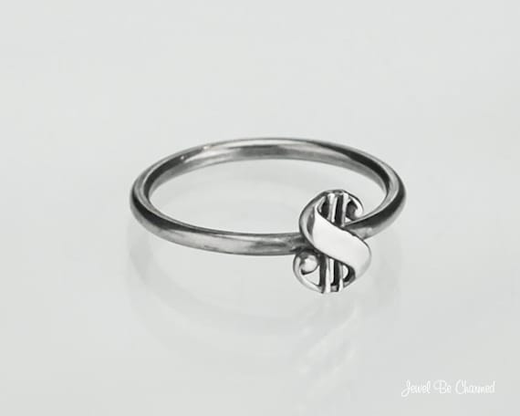 Sterling Silver Dollar Sign Ring Solid .925 Money Rings Custom - Etsy