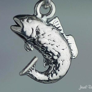 Sterling Silver Bass Fish Charm for Fisherman Fishing 3D Solid .925 - Etsy