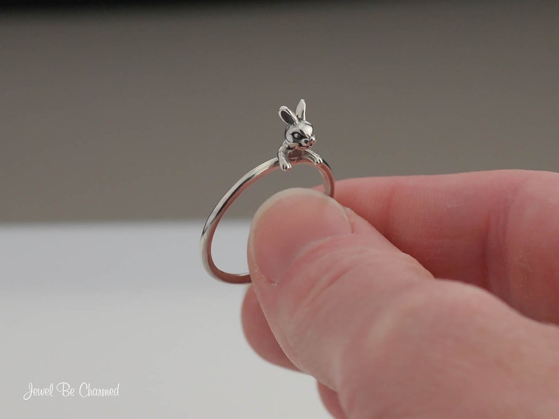Sterling Silver Cute Bunny Rabbit Ring Solid .925 Bunnies Custom Sizes ...