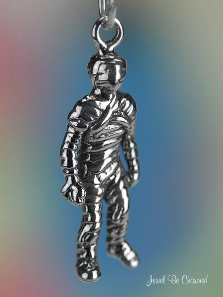 Sterling Silver Mummy Charm Egyptian or Halloween Theme 3D Solid .925 ...