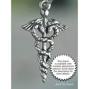 Sterling Silver Medical Symbol Caduceus Charm Doctors Nurses - Etsy