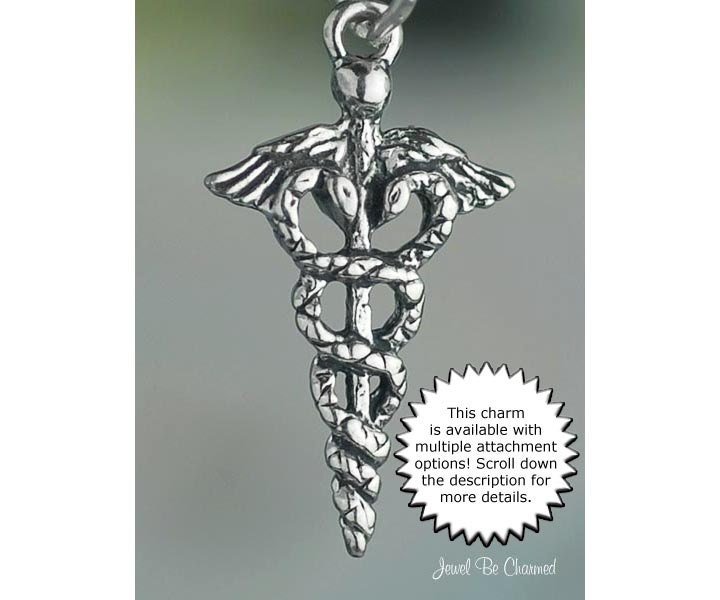 Sterling Silver Medical Symbol Caduceus Charm Doctors Nurses - Etsy