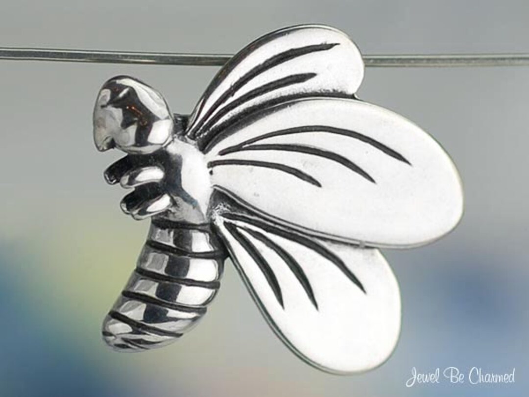Sterling Silver Bee CHARM or PENDANT Flying Bumblebee Bees Solid .925 ...