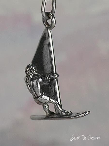 Sterling Silver Windsurfing Charm Windsurfer Wind Surfer 3D Solid .925 ...