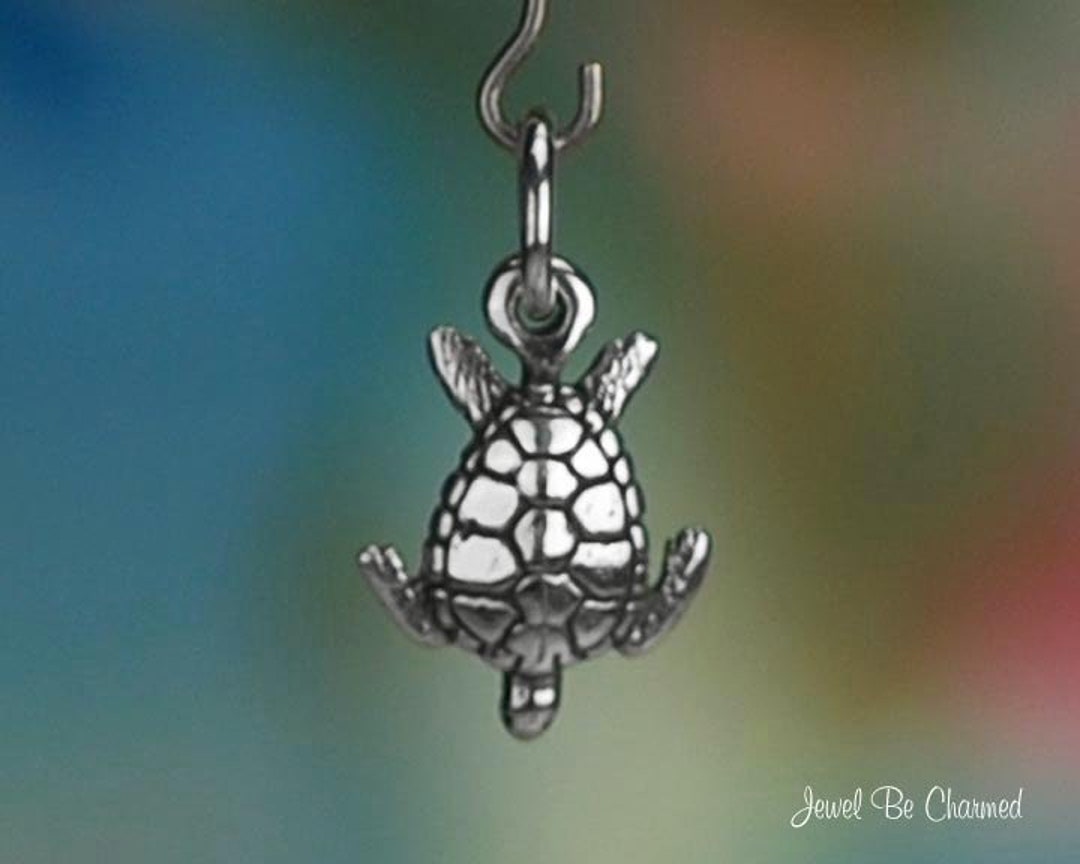 Sterling Silver Small Sea Turtle Charm Ocean Beach Miniature Solid 925 ...