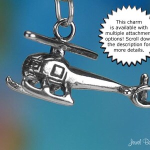 Sterling Silver Helicopter Charm Chopper Flight Vehicle 3D Solid .925 ...