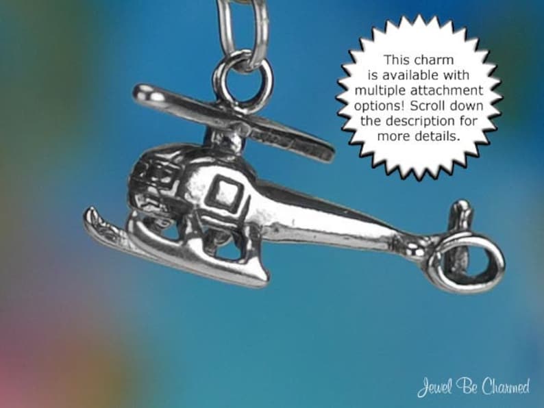 Sterling Silver Helicopter Charm Chopper Flight Vehicle 3D Solid .925 ...