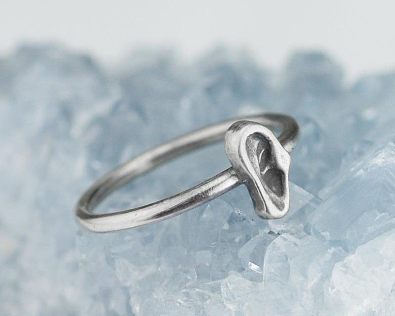 Sterling Silver Human Ear Ring Solid .925 Sound Hearing Custom Sizes - Etsy