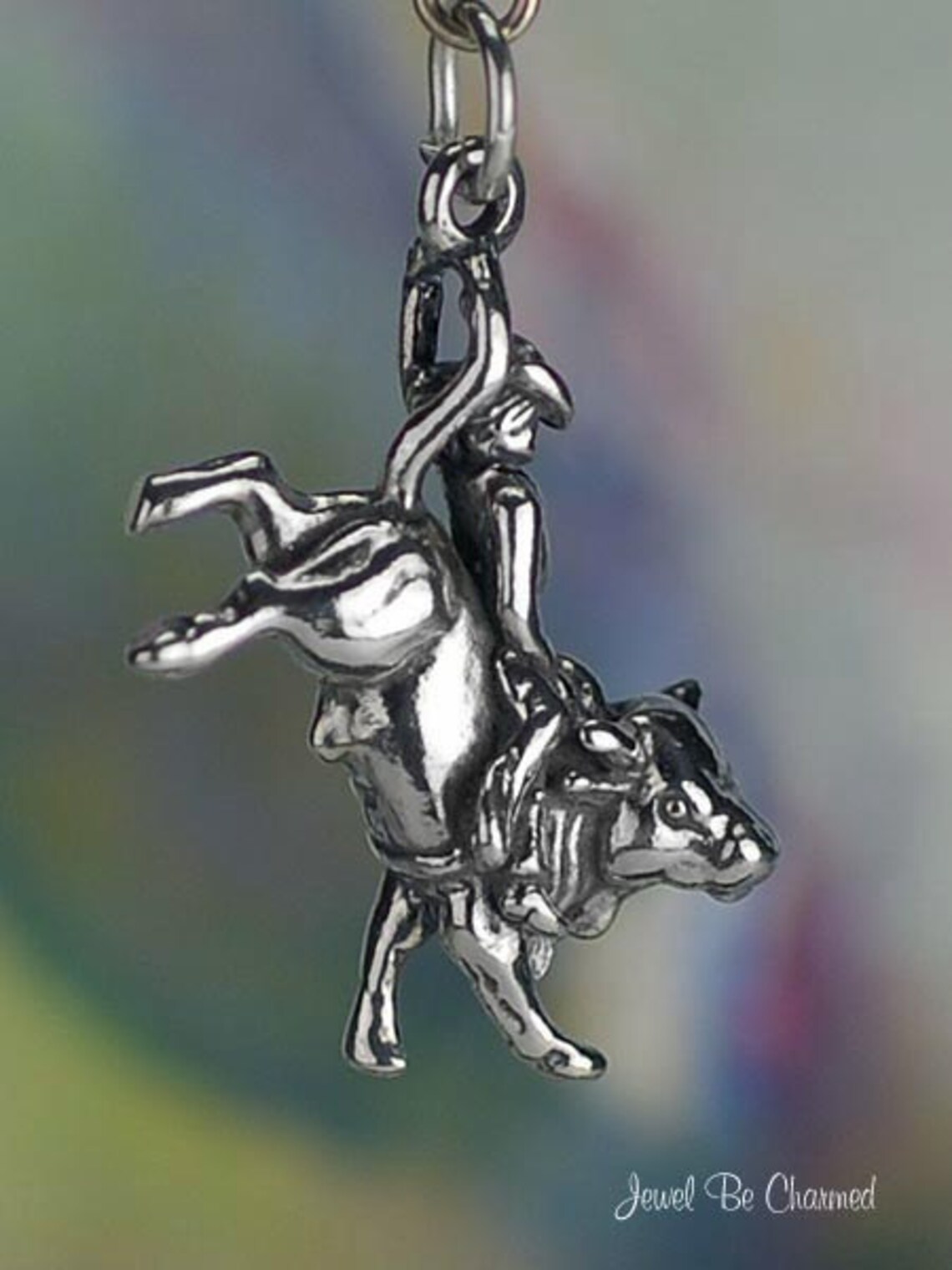 Sterling Silver Rodeo Cowboy Bull Rider Charm Bucking Bulls Solid .925 ...