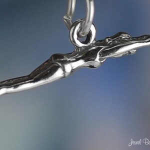 Small Sterling Silver Swimmer Charm Female Swimming Diving Solid .925 ...