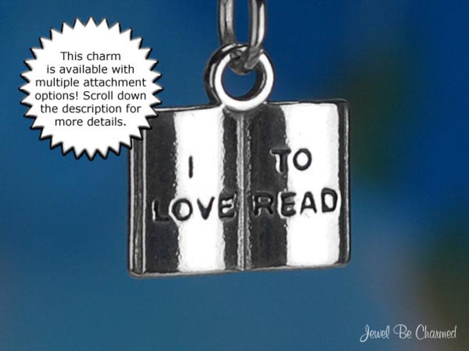 Sterling Silver Book I Love to Read Charm Reading Teacher Solid .925 - Etsy