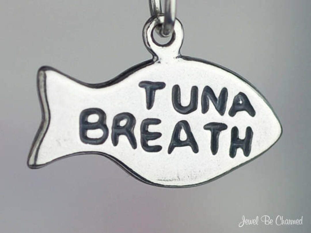 Sterling Silver Tuna Breath Charm for Cat Lover Silly Fish Solid .925 ...