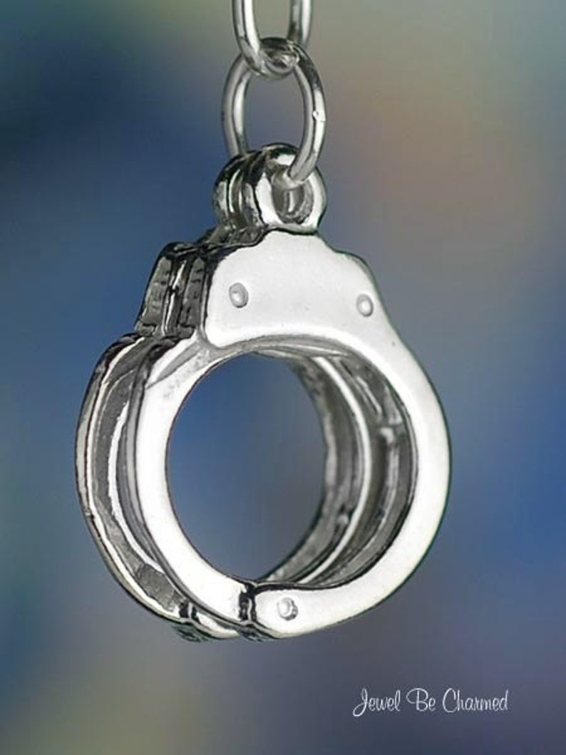 Sterling Silver Handcuffs Charm Police Law Enforcement 3D | Etsy