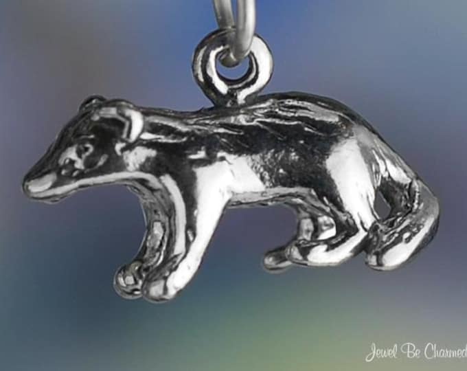 Sterling Silver Badger or Honey Badgers Charm Wild Animal 3D - Etsy