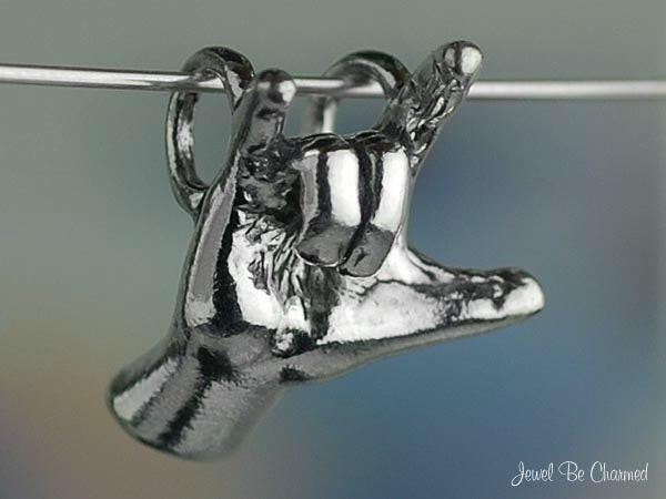 Sterling Silver I Love You ASL Hand Sign Language Pendant 3D - Etsy