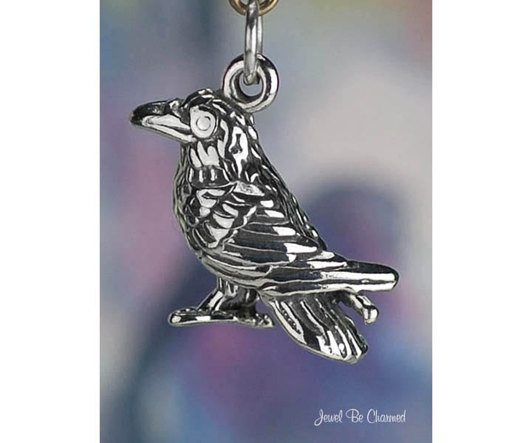 Sterling Silver Crow or Raven Charm Crows Bird 3D Solid .925 - Etsy