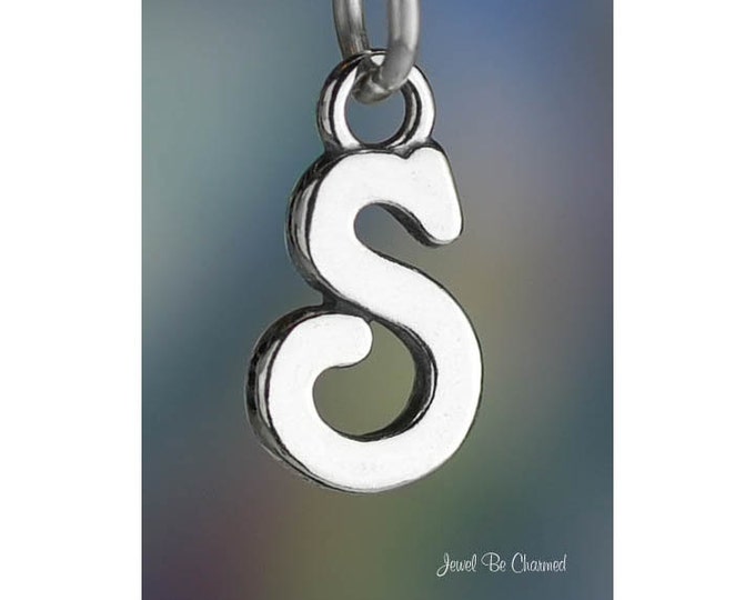 Sterling Silver Script Letter S Charm Initial Cursive Shiny Solid .925 ...