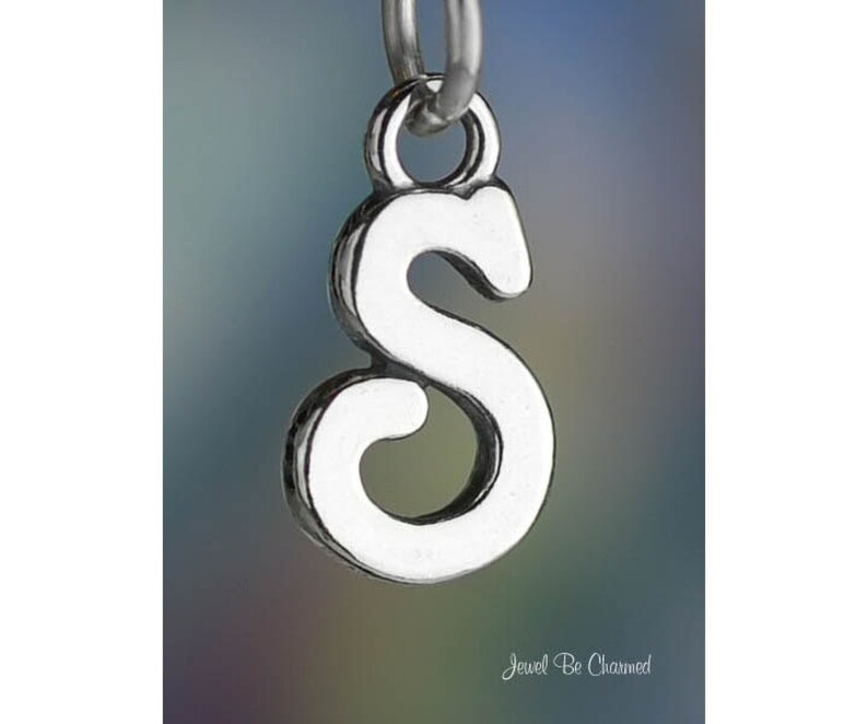 Sterling Silver Script Letter S Charm Initial Cursive Shiny | Etsy