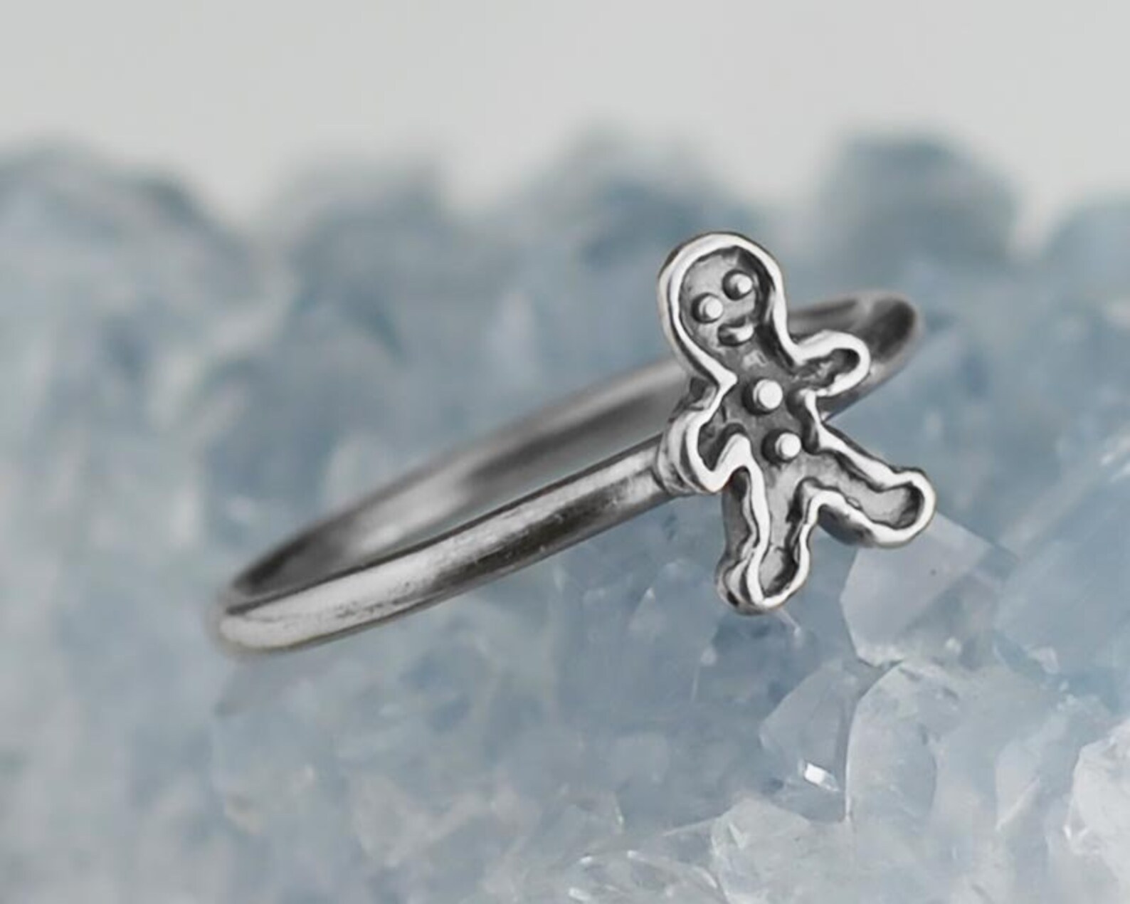Sterling Silver Gingerbread Man Ring Solid .925 Christmas | Etsy