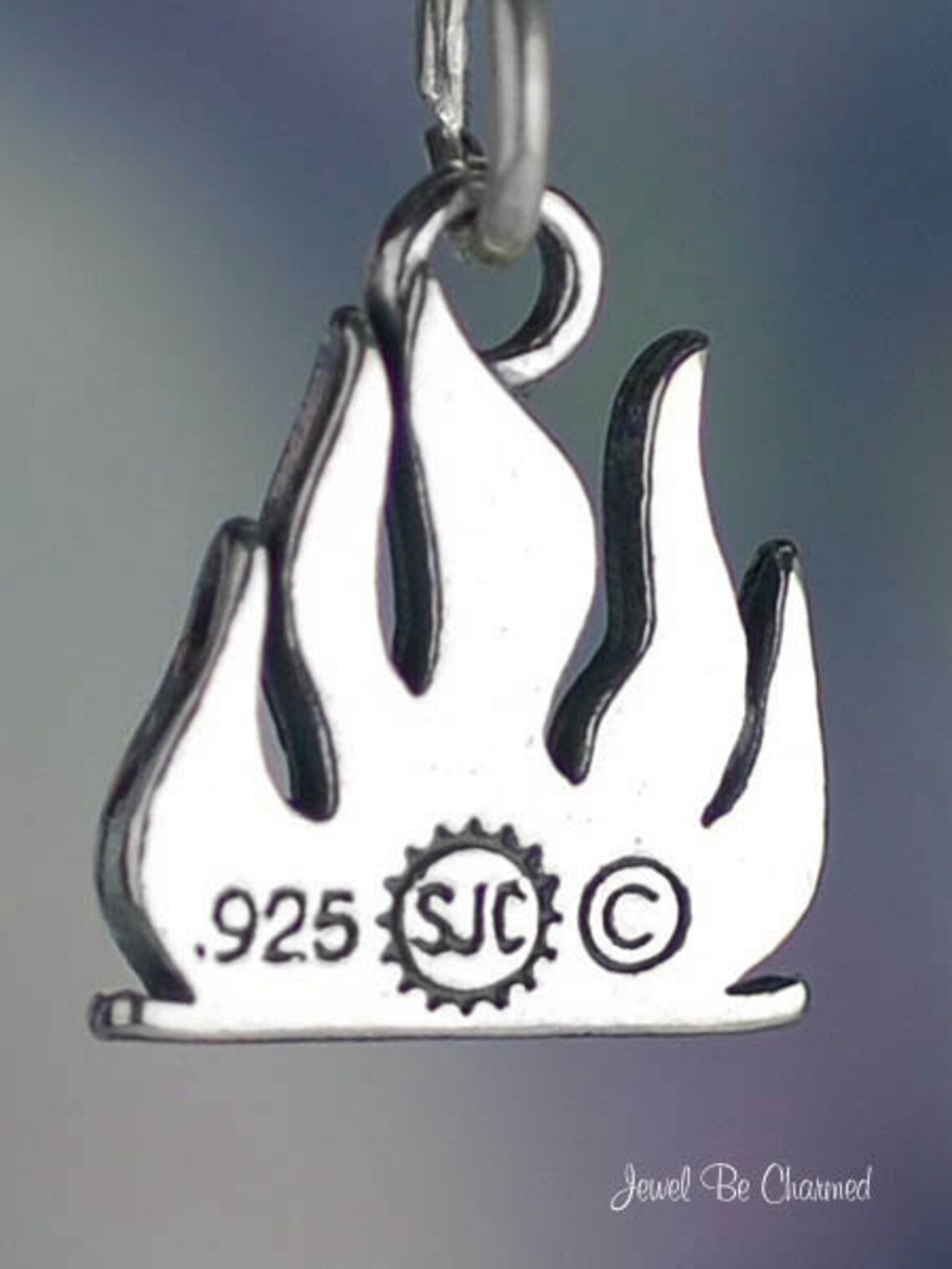 Sterling Silver Burning Flames Fire Charm Camping or Firefighter .925 ...
