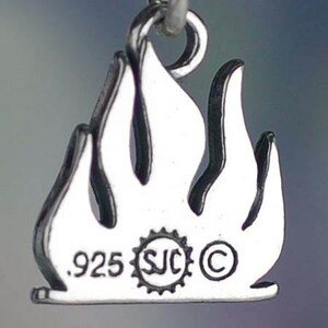 Sterling Silver Burning Flames Fire Charm Camping or Firefighter .925 ...