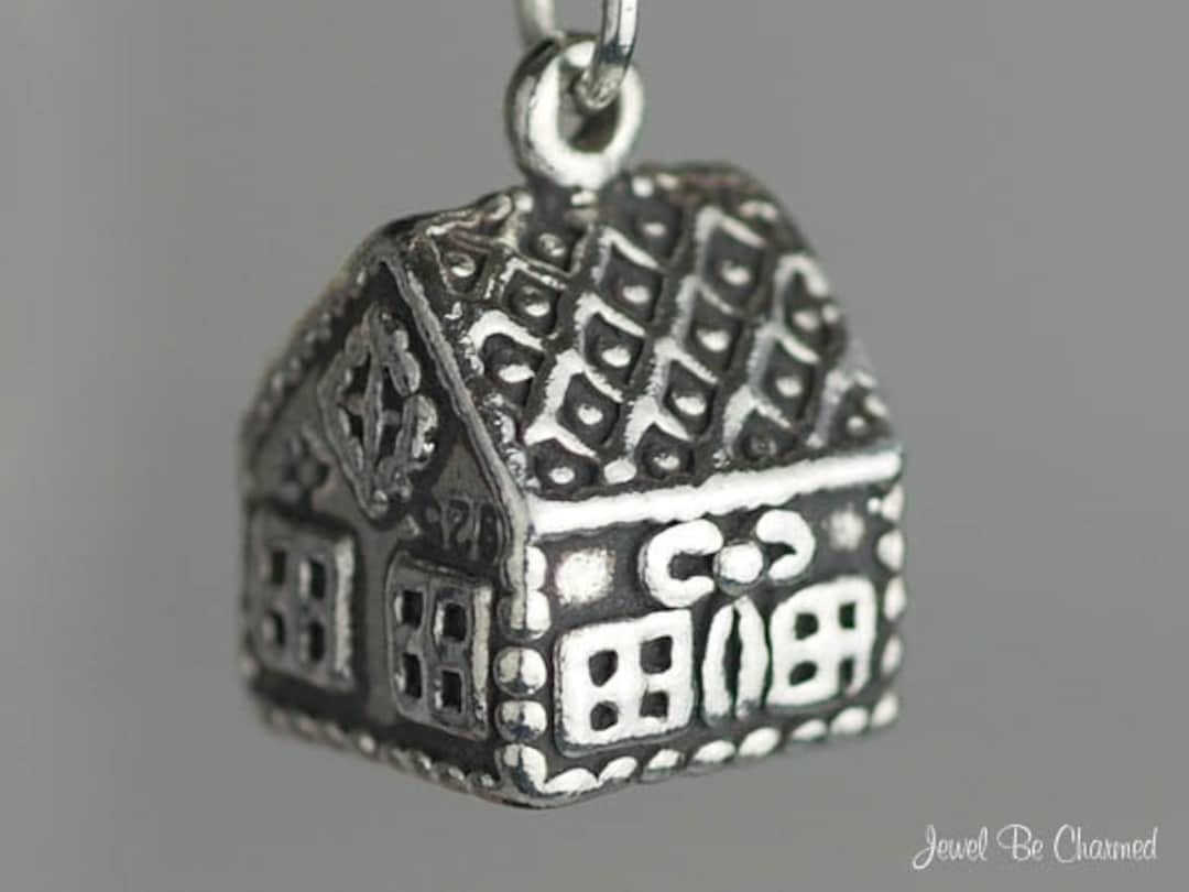 Sterling Silver Gingerbread House Charm Christmas Cookie 3D Solid .925 ...