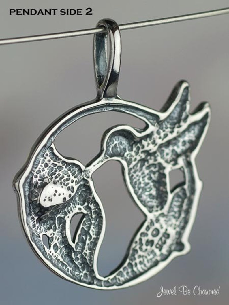 Sterling Silver Pretty Flower Hummingbird Pendant Garden Solid - Etsy