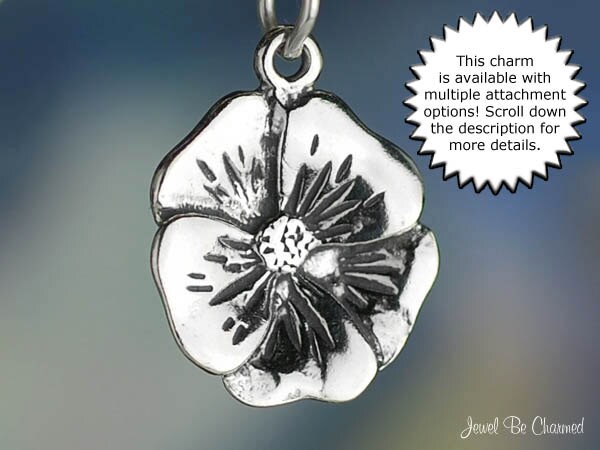 Sterling Silver Flower Charm Pretty Pansy Violet or Primrose | Etsy