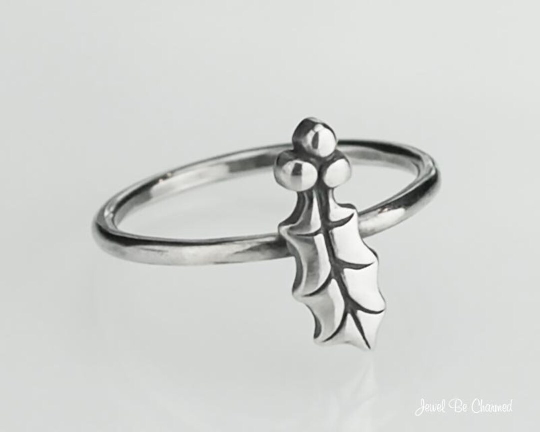Sterling Silver Holly Ring Solid .925 Holly Leaf Rings Custom Sizes - Etsy
