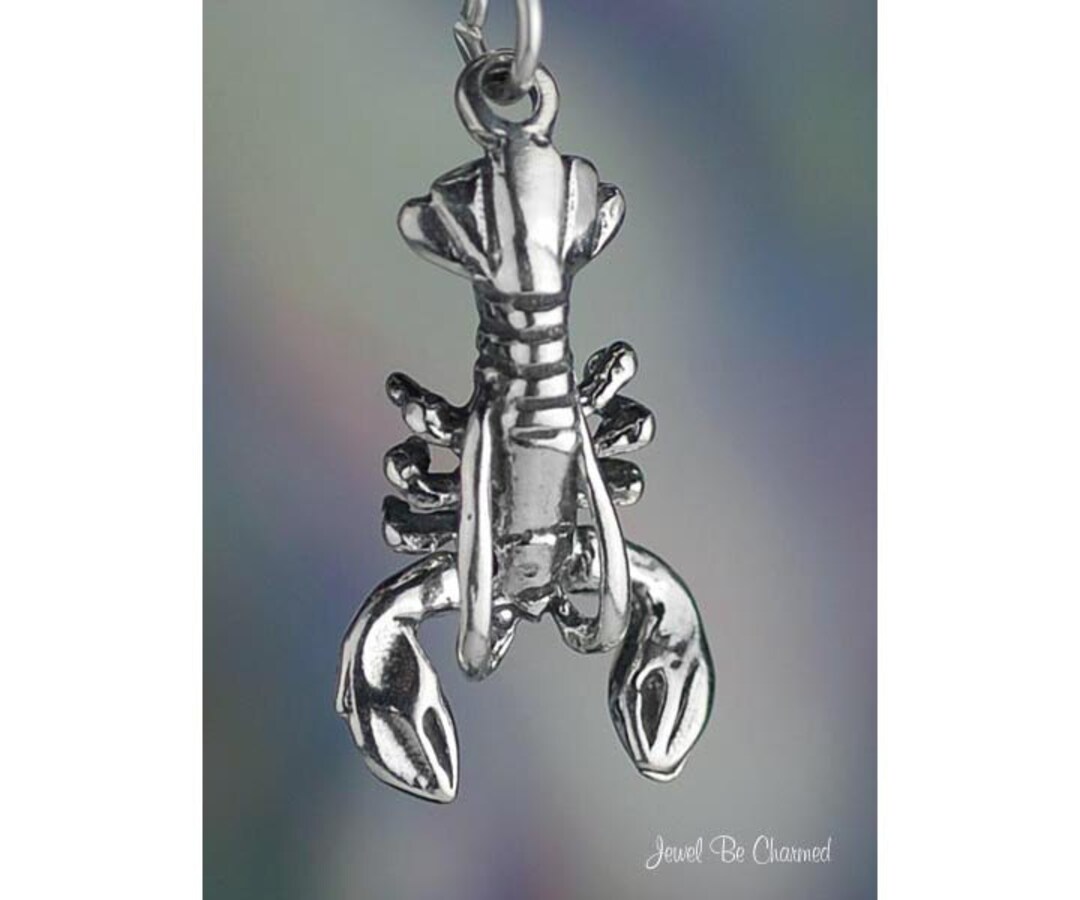 Movable Sterling Silver Lobster Charm Seafood Crustacean 3D Solid .925 ...