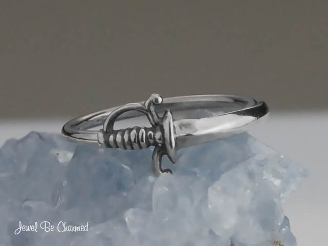 Sterling Silver Sword Ring or Dagger Ring Solid 925 Weapon Custom Size ...