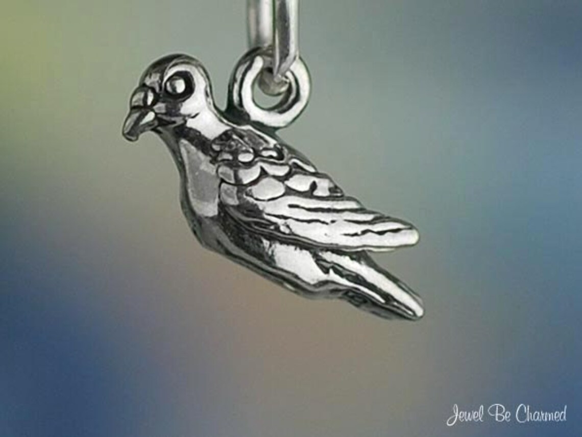 Miniature Sterling Silver Turtle Dove Charm Very Small Tiny Solid .925 ...