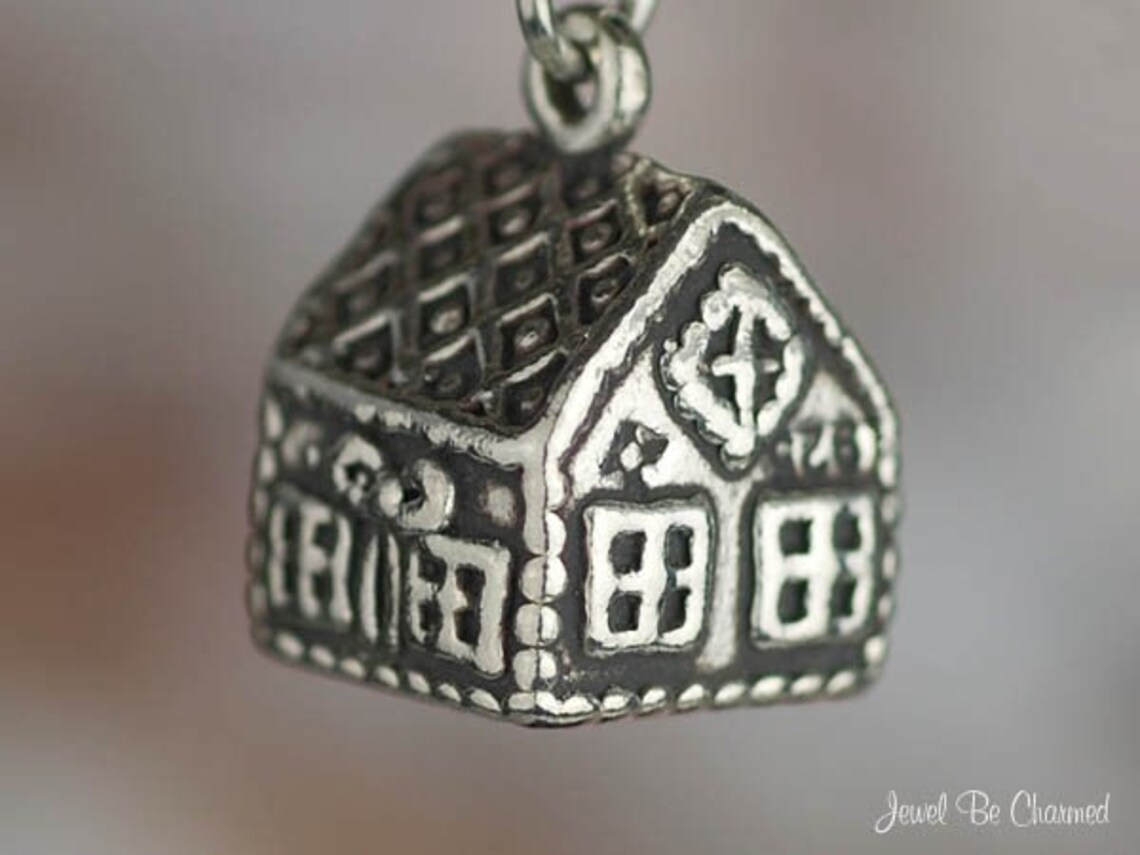 Sterling Silver Gingerbread House Charm Christmas Cookie 3D - Etsy