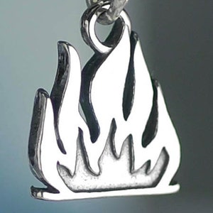 Sterling Silver Burning Flames Fire Charm Camping or Firefighter .925 ...