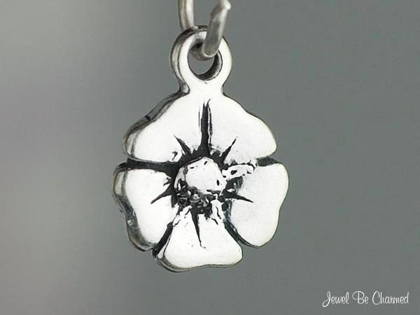 Miniature Sterling Silver Poppy Flower Charm Poppies Tiny Solid .925 - Etsy