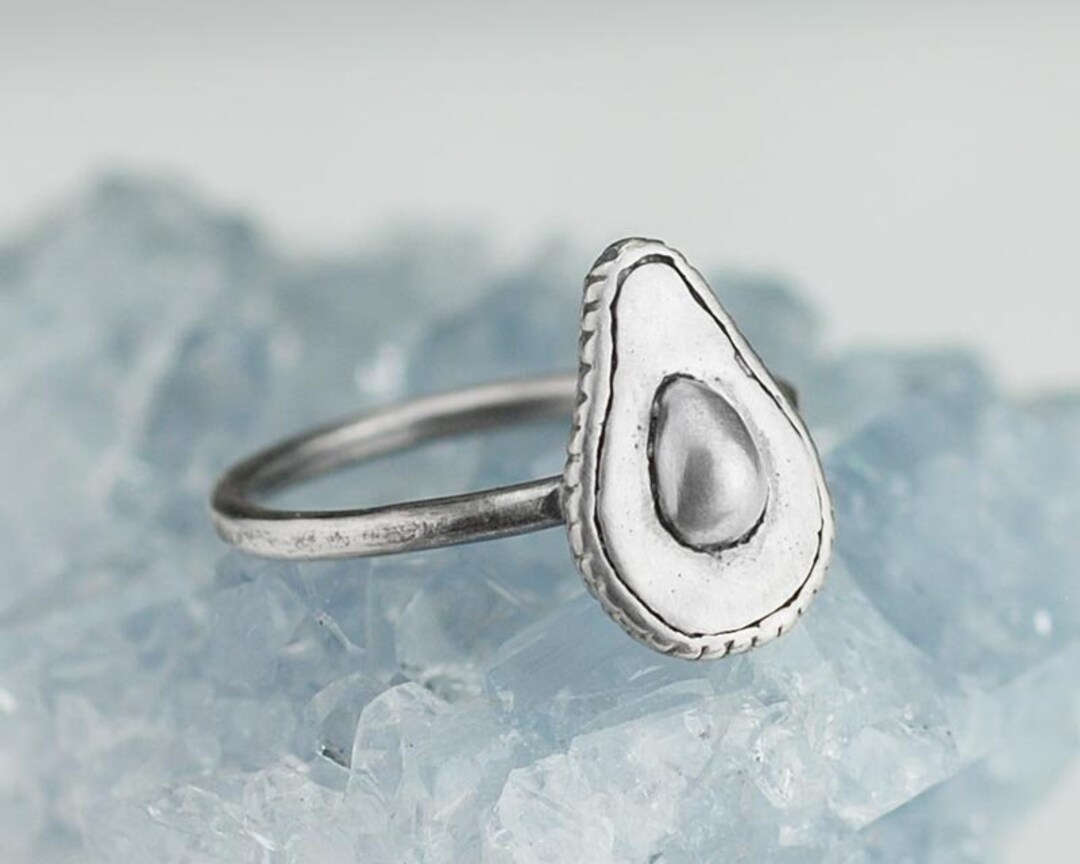 Sterling Silver Avocado Ring Solid .925 Guacamole Fruit Custom Sizes - Etsy