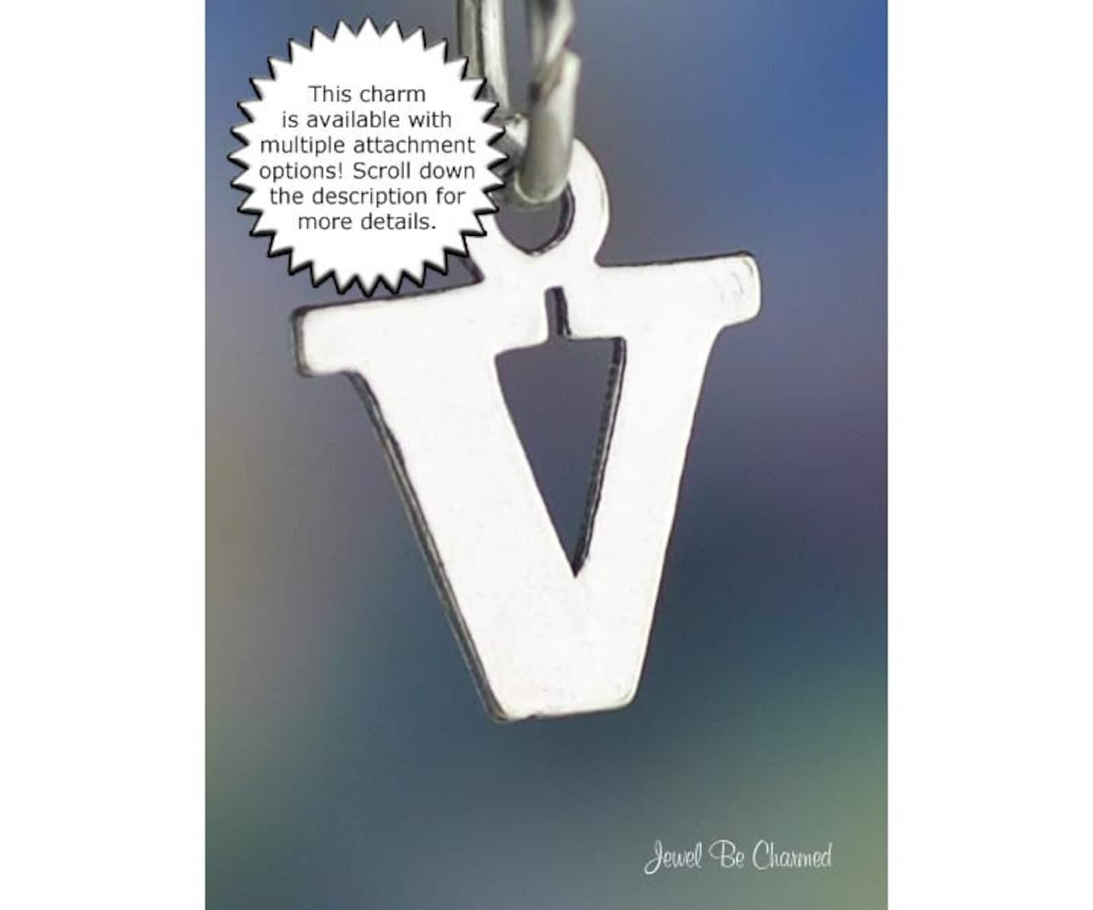 Sterling Silver Small Letter V Charm Initial Capital Letters - Etsy