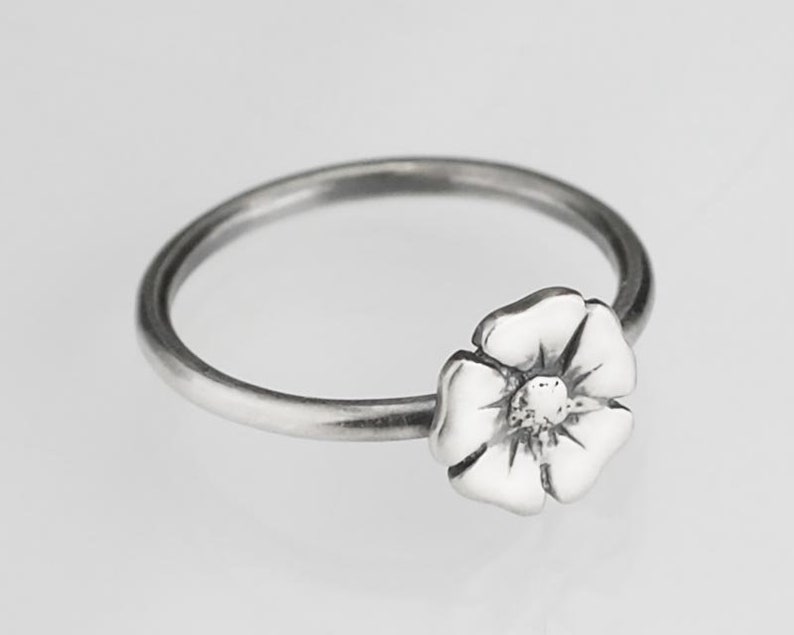 Sterling Silver Poppy Ring Solid .925 Poppies Flower Rings | Etsy