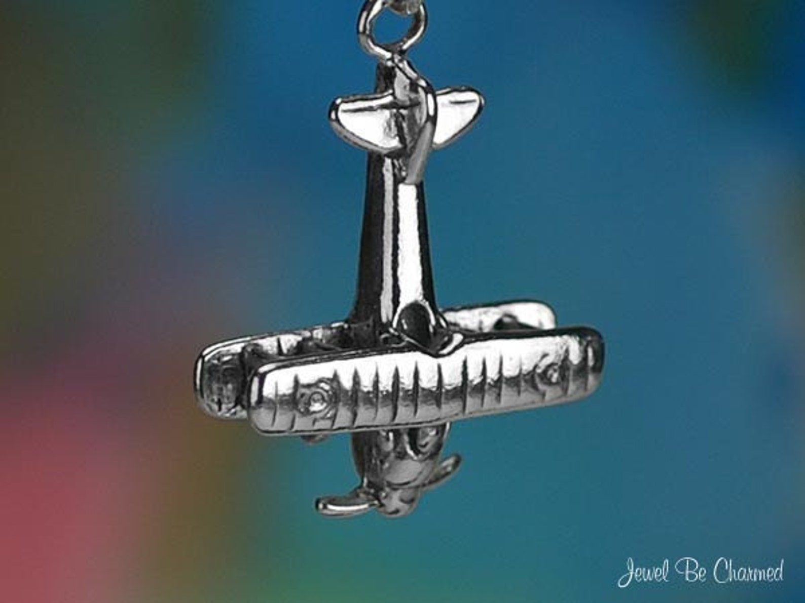 Sterling Silver Biplane Charm Aircraft Plane Airplane 3D Solid - Etsy