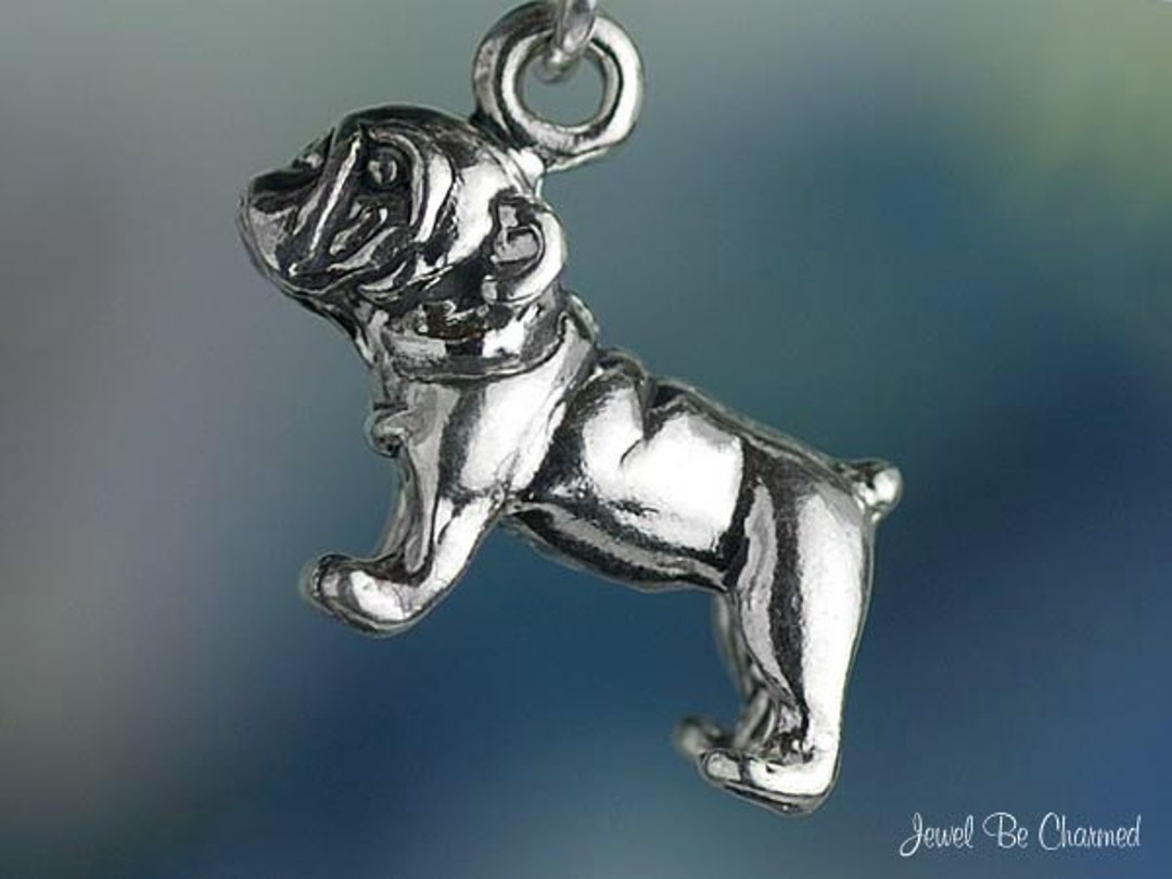 Sterling Silver English Bulldog Charm Bulldogs Dog Breed 3D Solid .925 ...