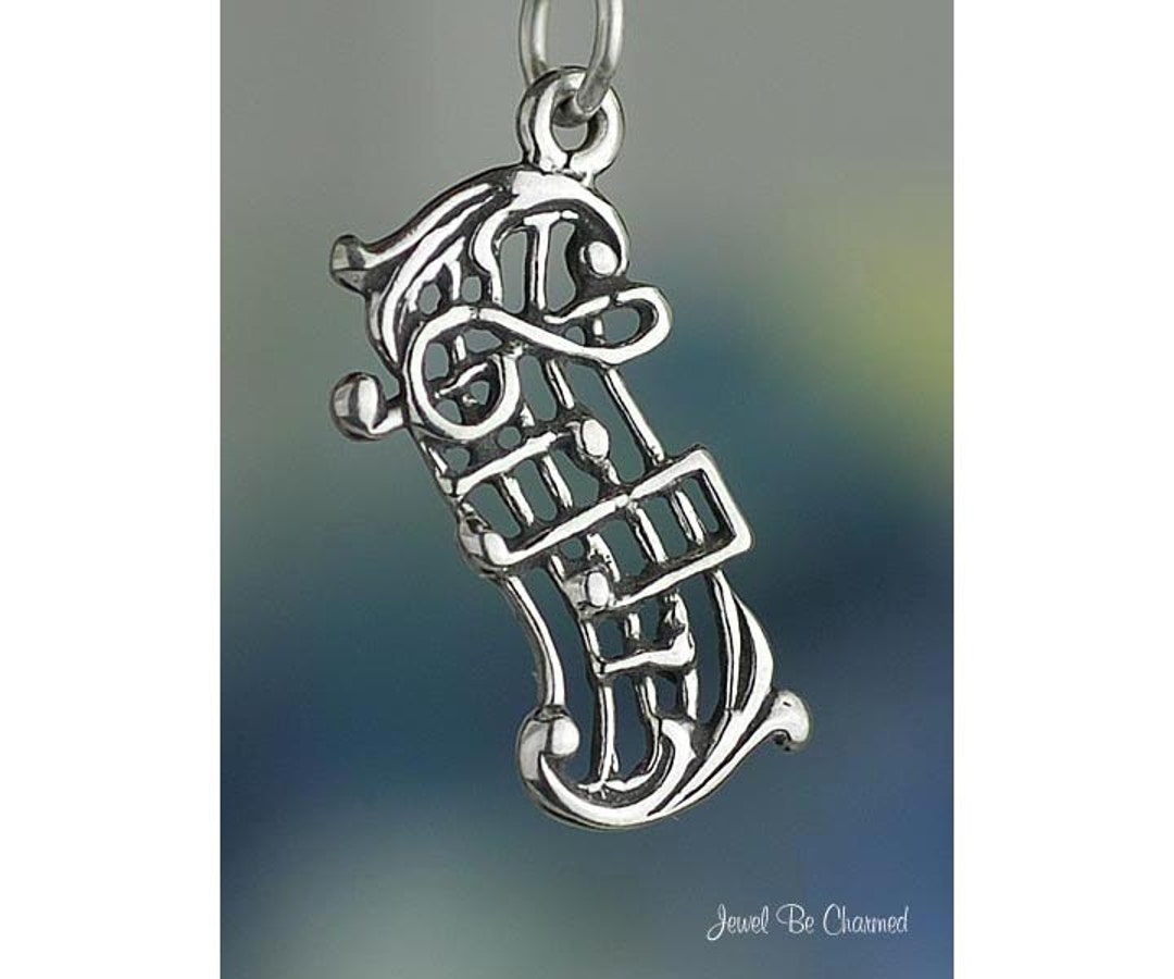 Sterling Silver Music Notes Charm Musical Score Musician 3D Solid .925 ...