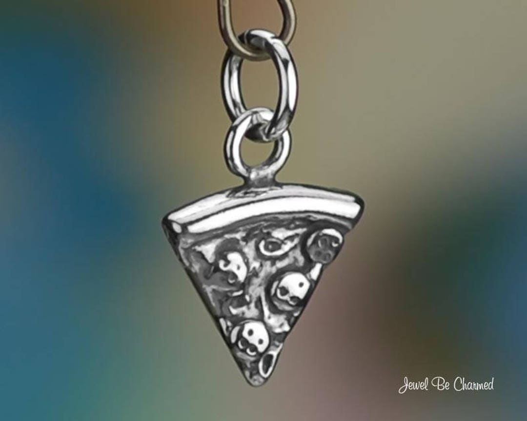 Sterling Silver Small Slice of Pizza Charm Pepperoni Wedge Solid .925 ...