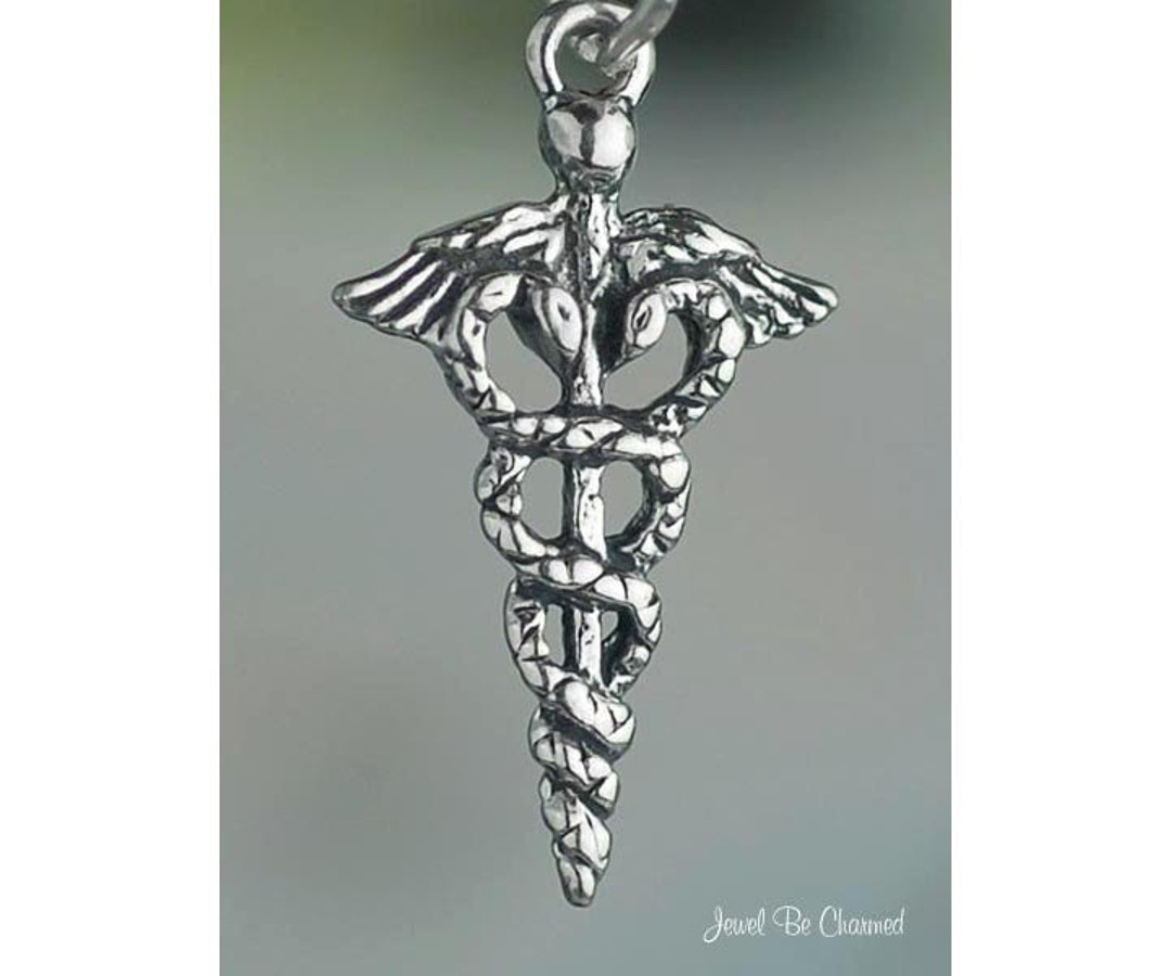 Sterling Silver Medical Symbol Caduceus Charm Doctors Nurses Solid 925 ...