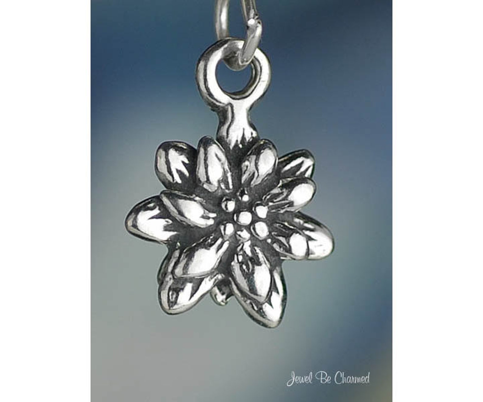 Sterling Silver Edelweiss, Cactus Flower or Poinsettia Charm Solid 925 ...