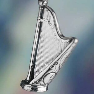 Sterling Silver Harp Charm Musical Instrument Harpist 3D Solid .925 - Etsy