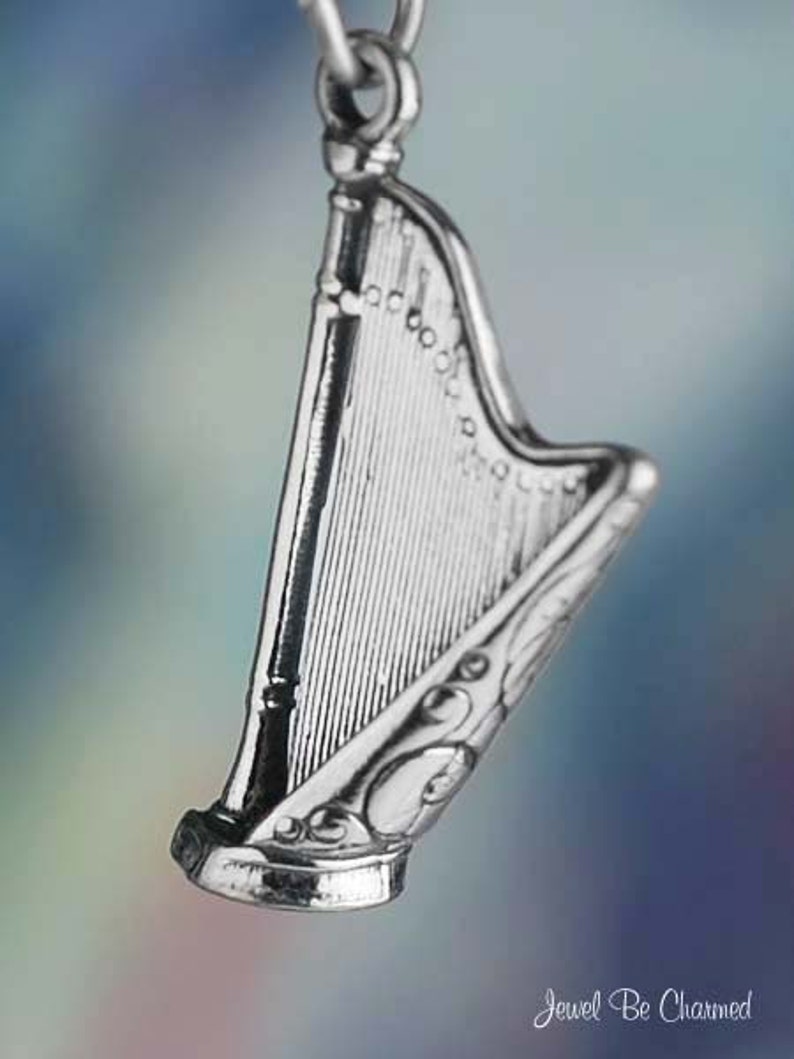 Sterling Silver Harp Charm Musical Instrument Harpist 3D Solid .925 - Etsy